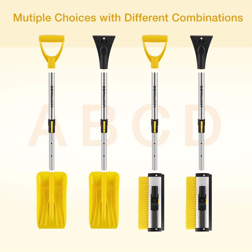 Milleter Extendable Three in One Snow Removal Kit with Snow Shovel, Ice ...